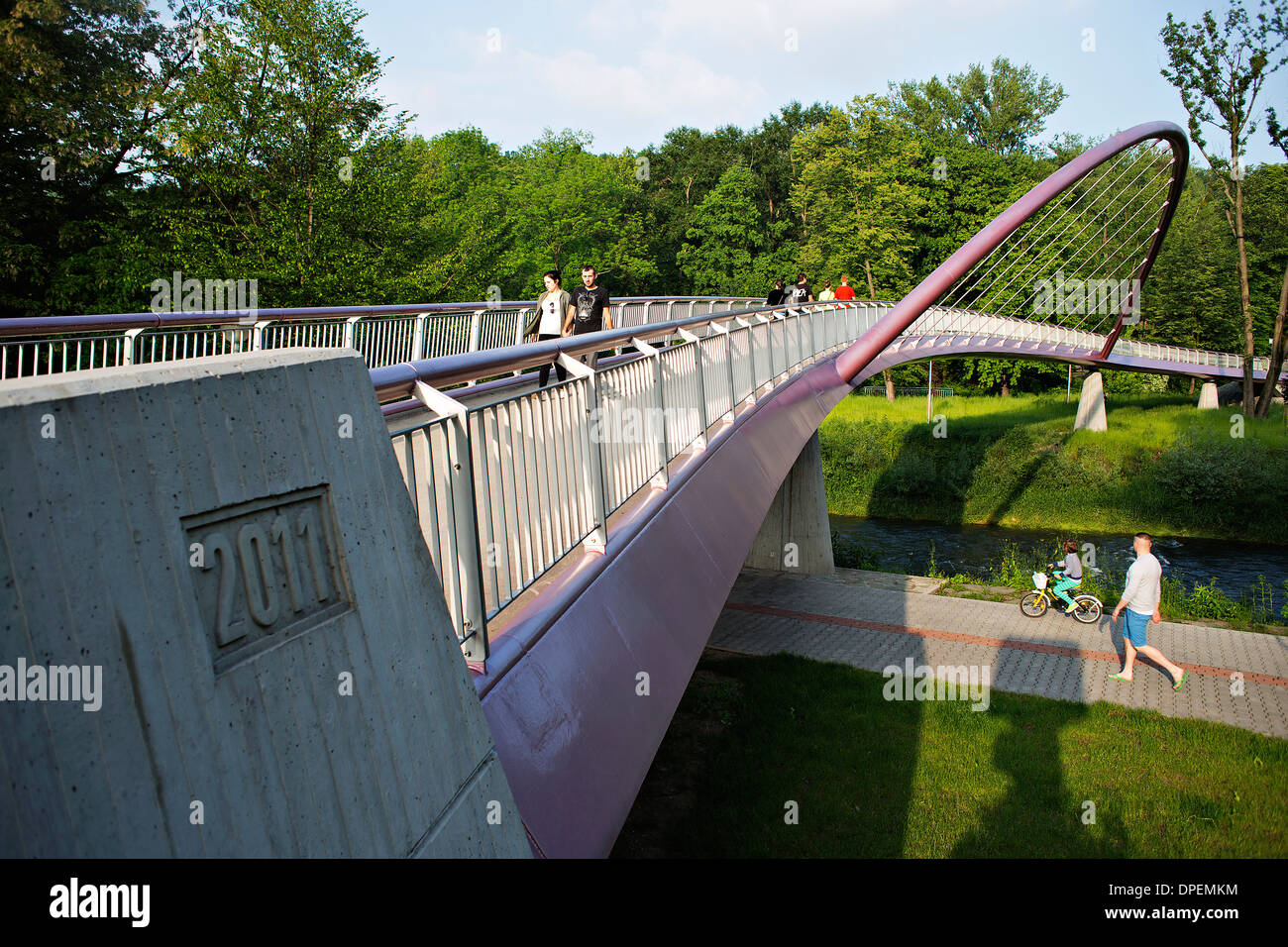 Sportmost Bridge, Olza (Olse) River Stock Photo - Alamy