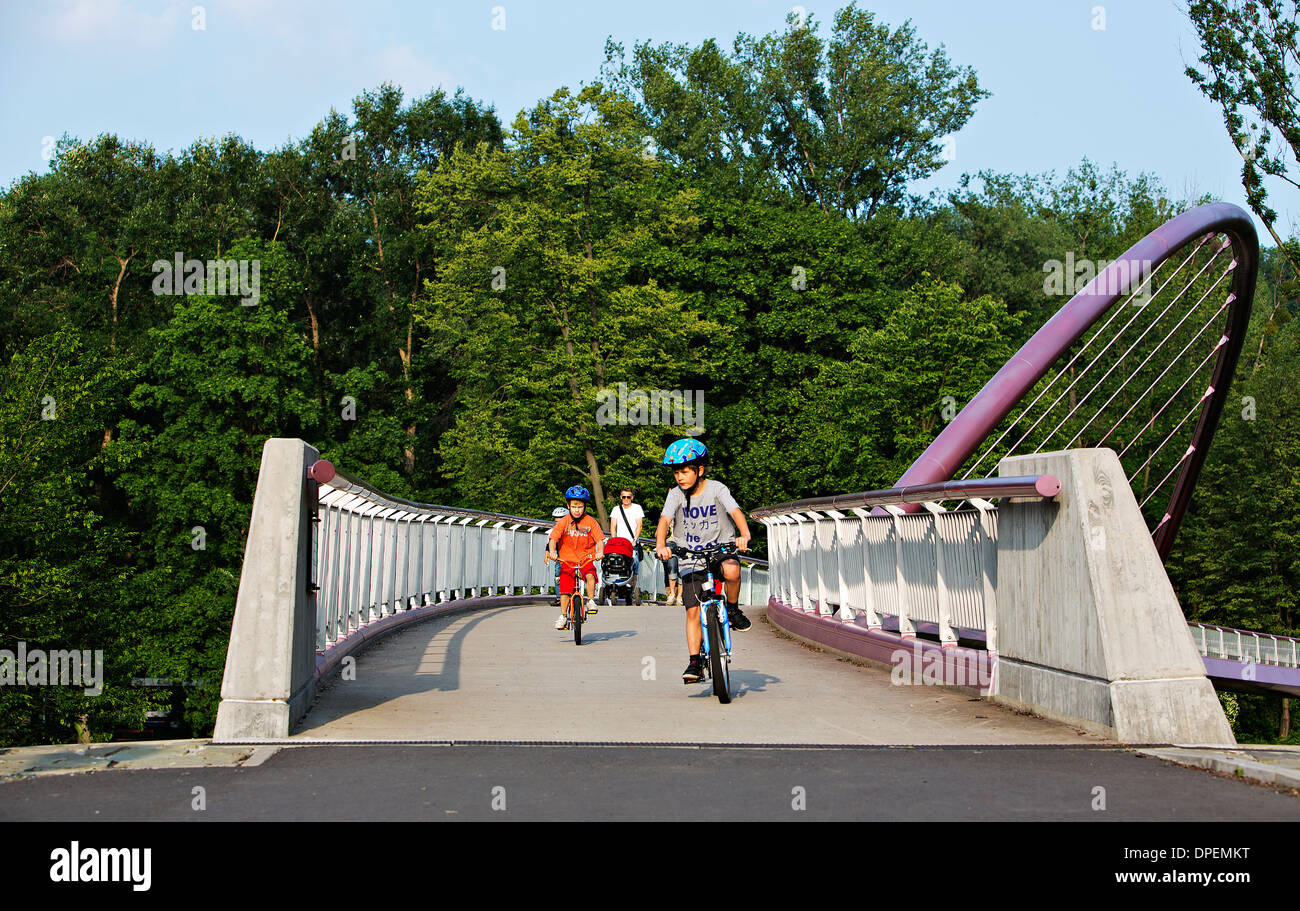 Sportmost Bridge, Olza (Olse) River Stock Photo - Alamy