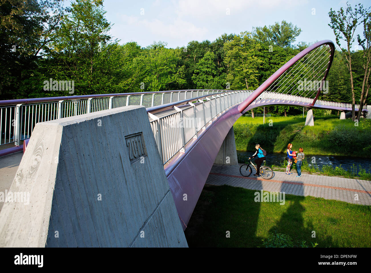 Sportmost Bridge, Olza (Olse) River Stock Photo - Alamy