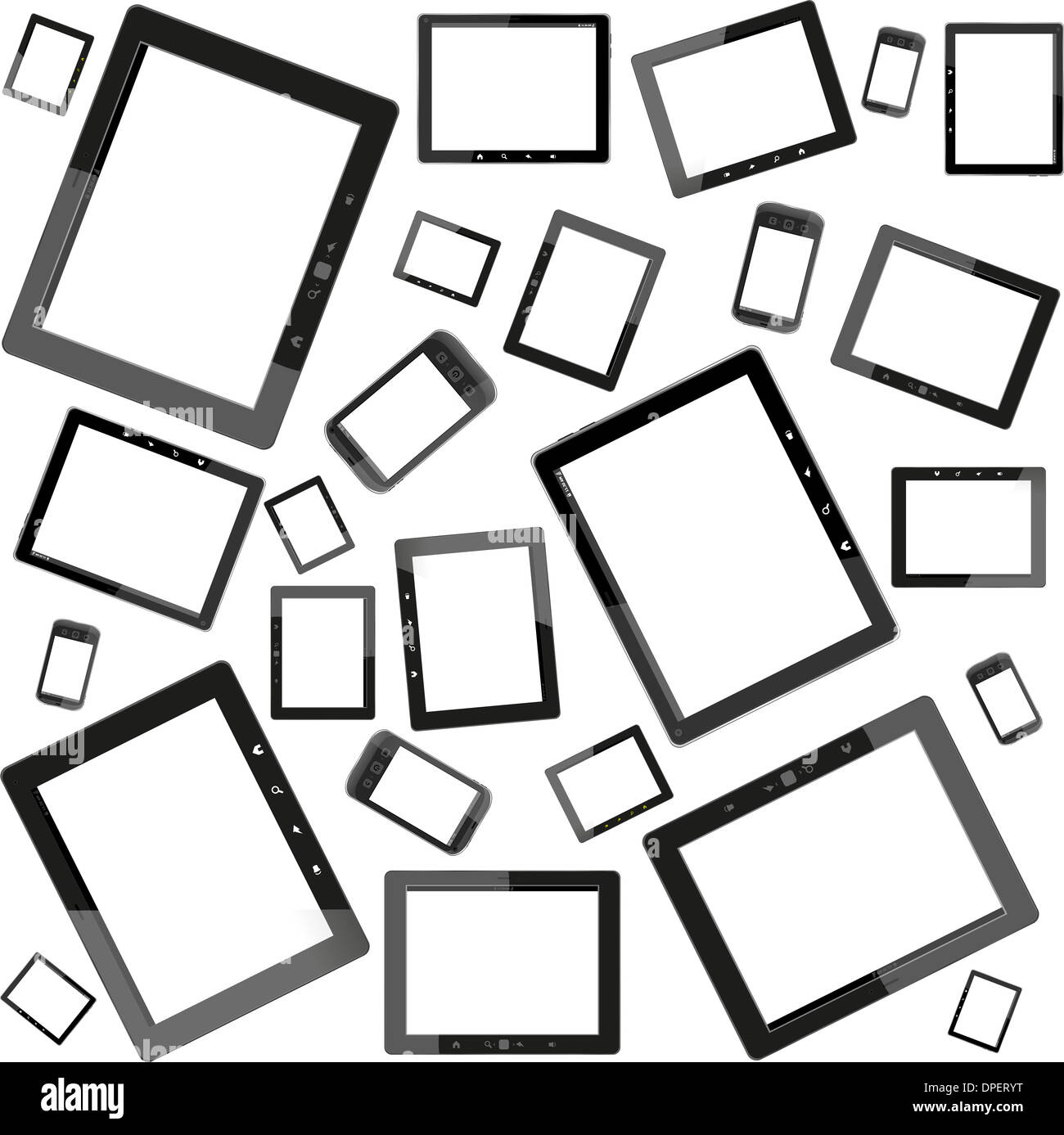 Set of tablet cc computers with blank screen on white background Stock ...