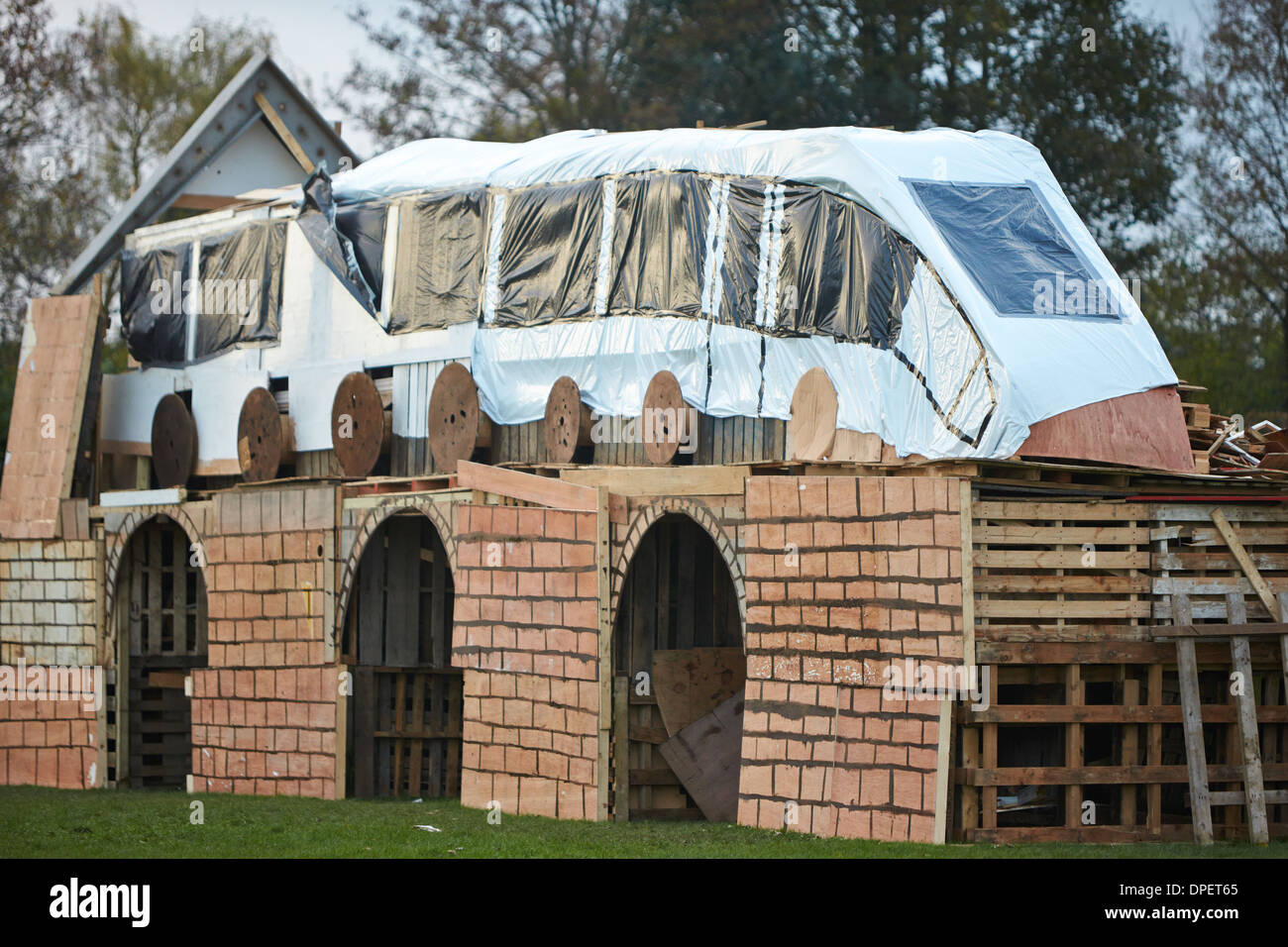 A 60 foot scale model of a HS2 train created for bonfire night in Speen ...