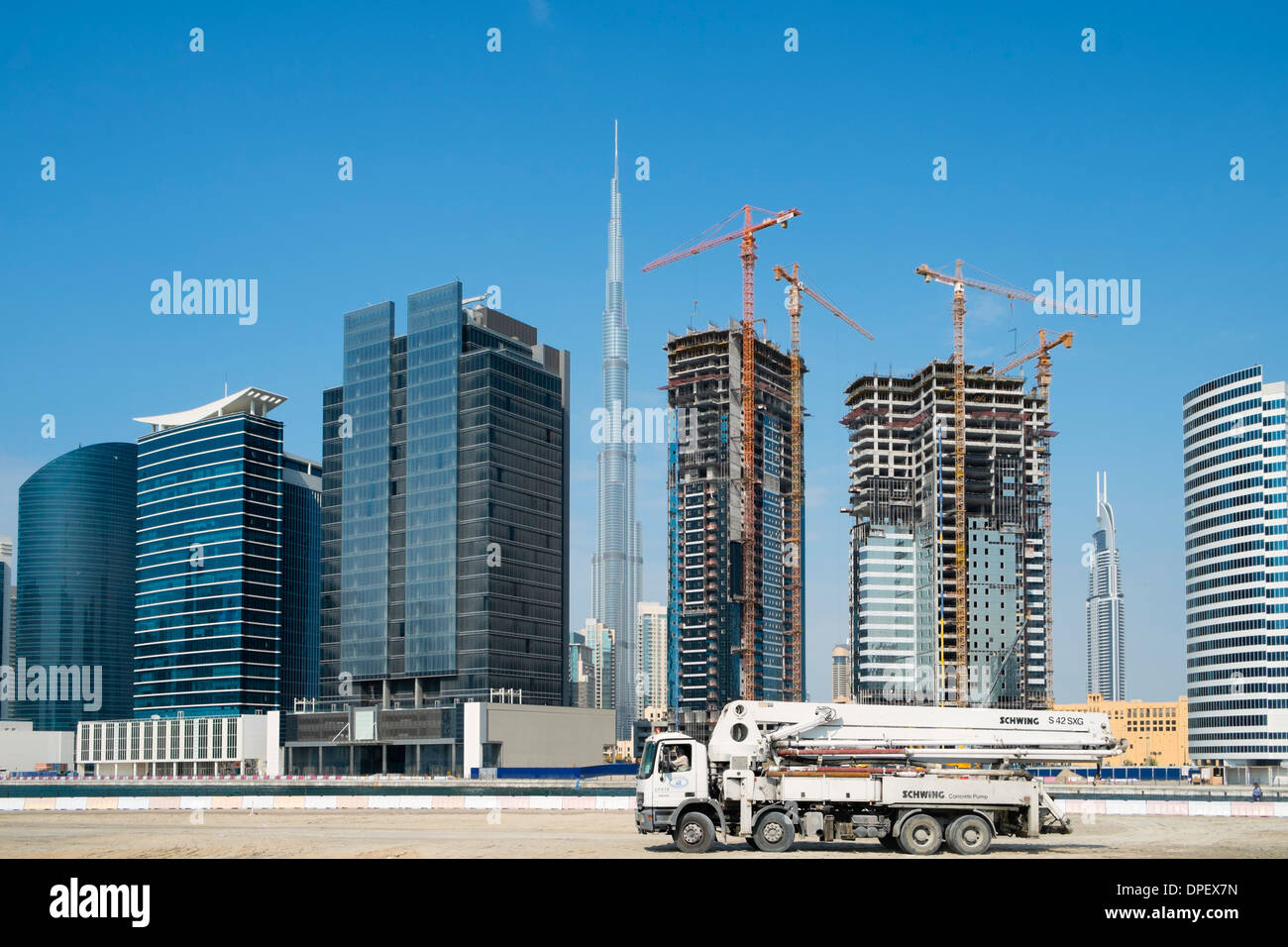 New high-rise office towers under construction at new Business Bay ...