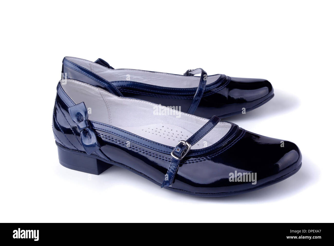 Deep-blue shoes on a white background Stock Photo - Alamy