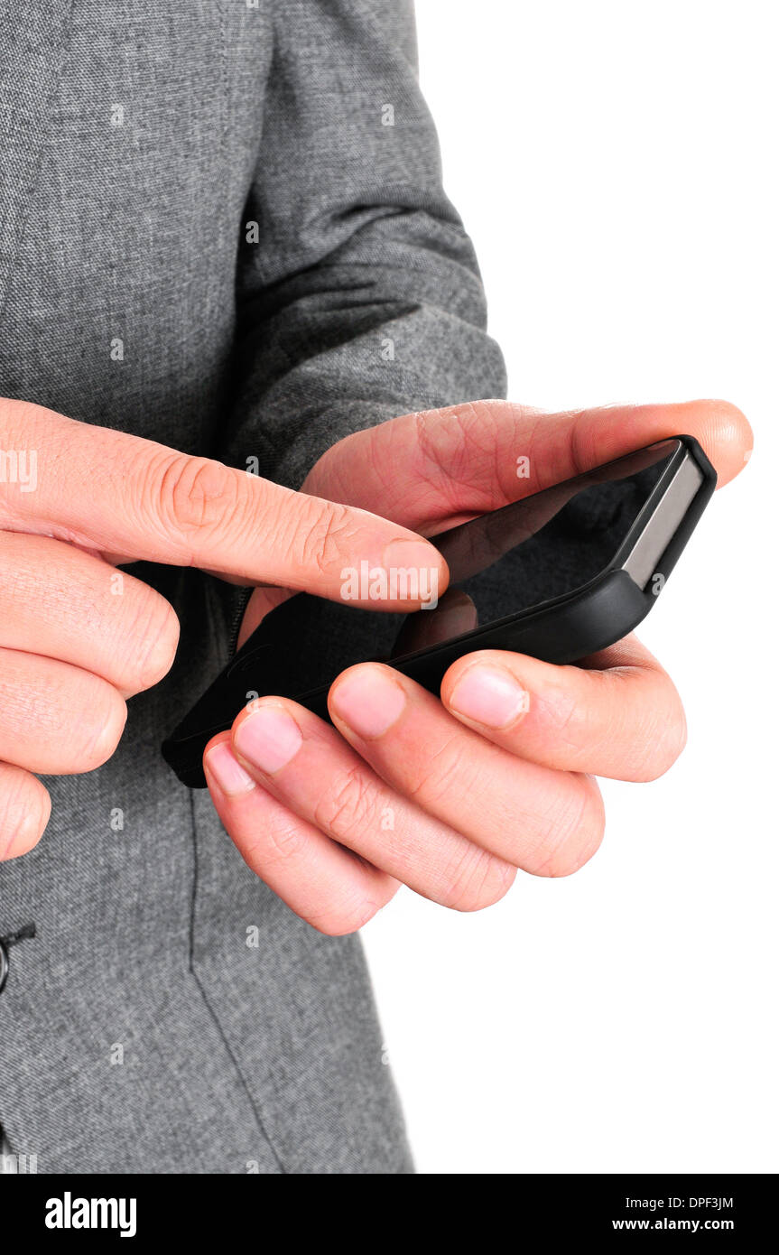 a businessman using a smartphone Stock Photo - Alamy