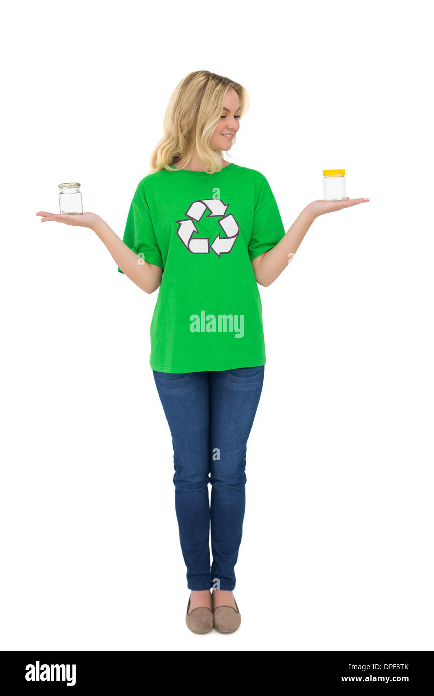 Happy cute environmental activist holding glass jars Stock Photo - Alamy Happy cute environmental activist holding glass jars Stock Photo - Alamy
