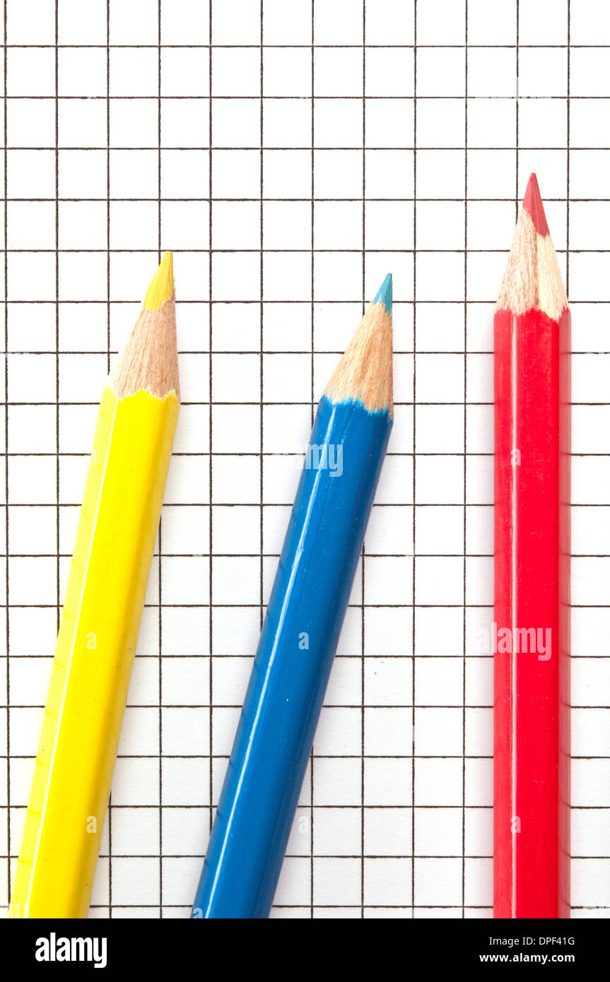 yellow red and blue pencil Stock Photo - Alamy