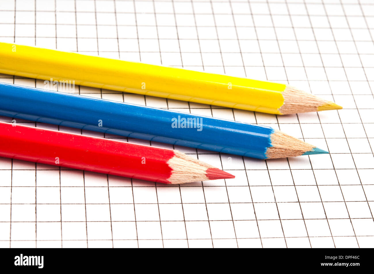 yellow red and blue pencil Stock Photo - Alamy