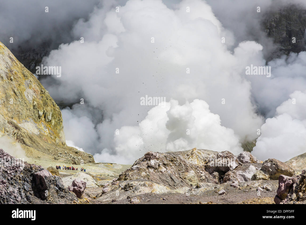 Visitors to an active andesite stratovolcano on White Island, off the ...