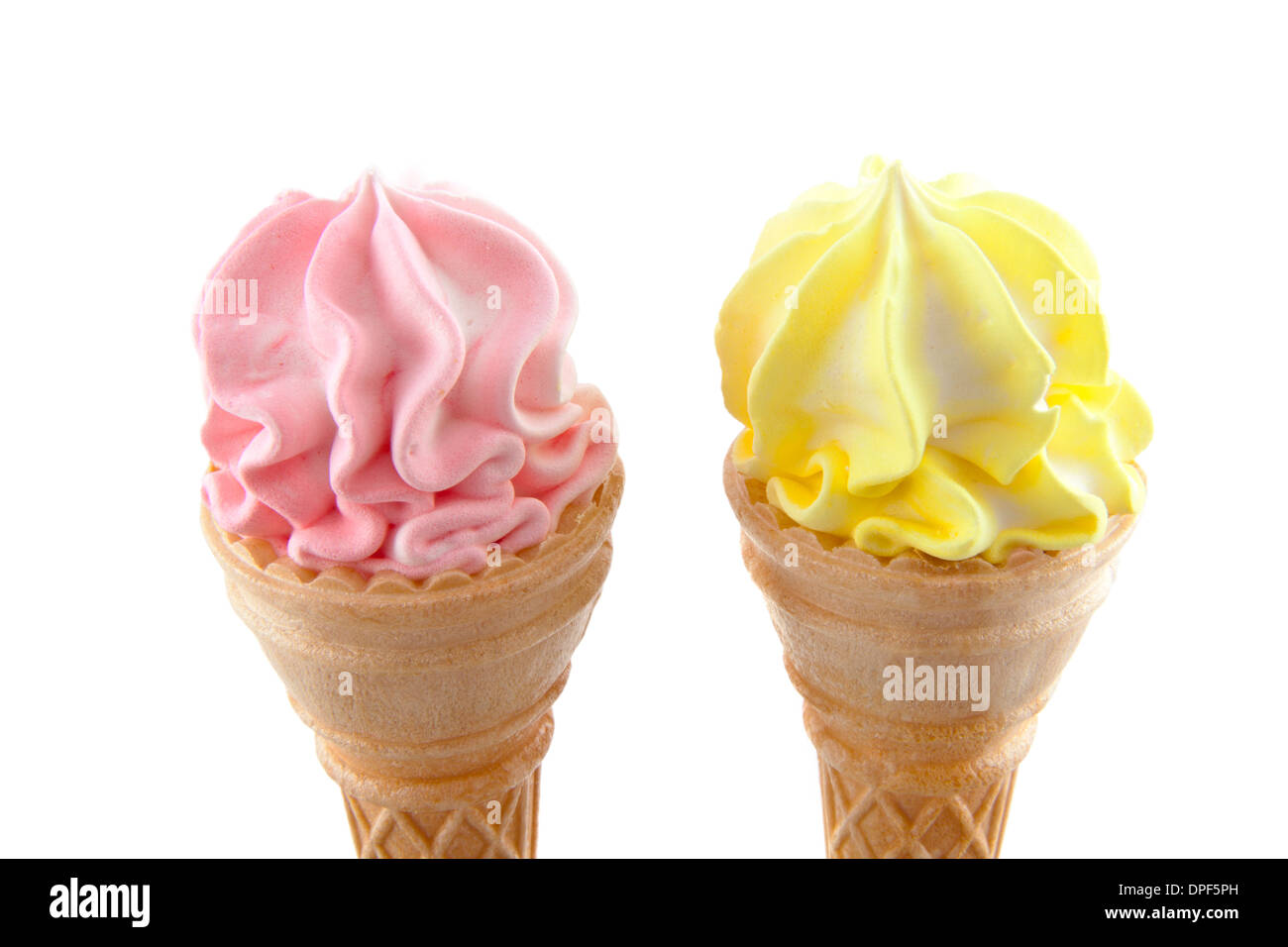 Two ice creams close up on a white background Stock Photo - Alamy
