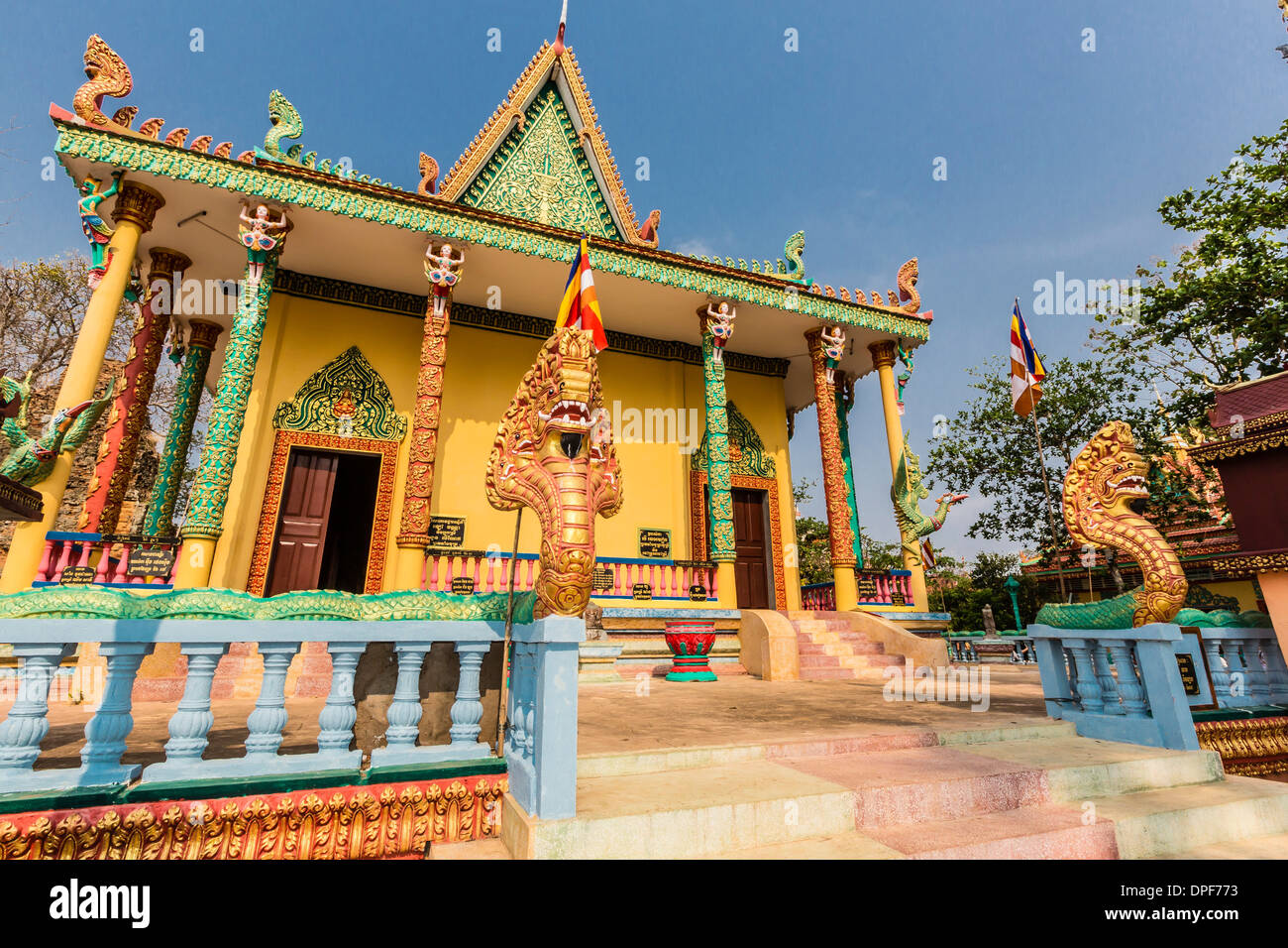 The hilltop temple of Wat (Phnom) Hanchey, on the Mekong River, Kampong ...