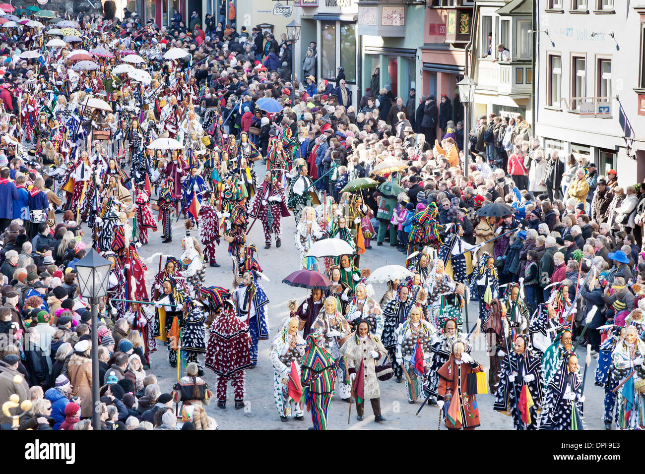 Narrensprung, traditional carnival, Rottweiler Fasnet, Rottweil, Black ...
