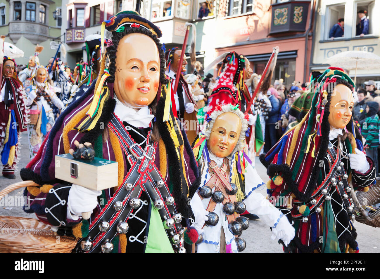 Narrensprung, traditional carnival, Rottweiler Fasnet, Rottweil, Black ...