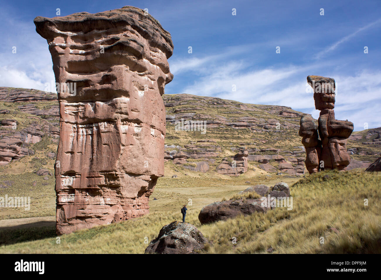 Rock formations in the Tinajani Canyon in the Andes, photographer in ...