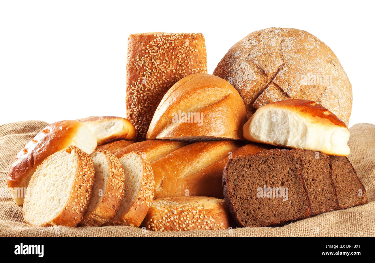 Brown bread, bread, cakes isolated on white background Stock Photo - Alamy
