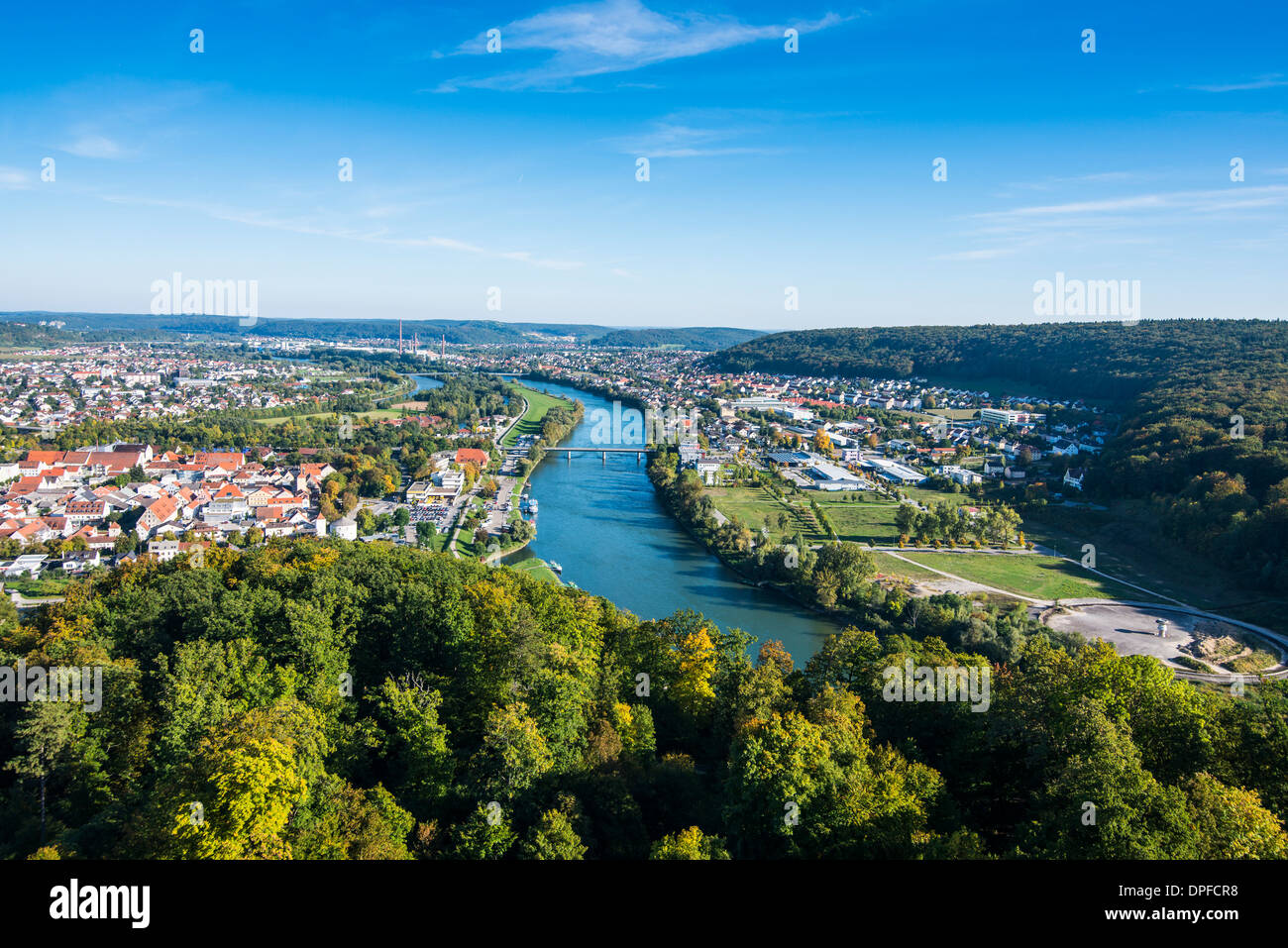 View over Kehlheim and the River Danube from the Befreiungshalle ...