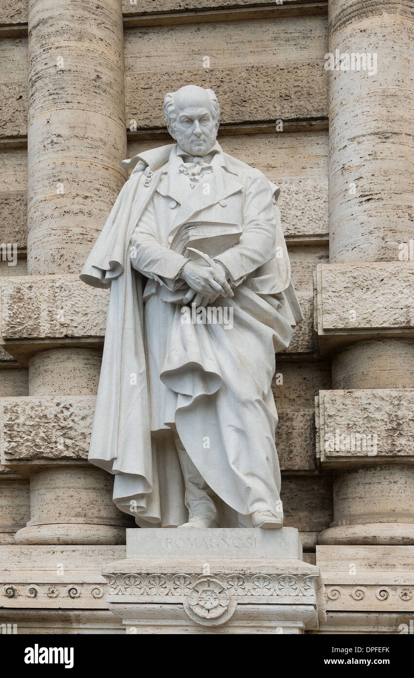 The Statue of Romagnosi, located at the Courthouse in Rome, Italy, is ...