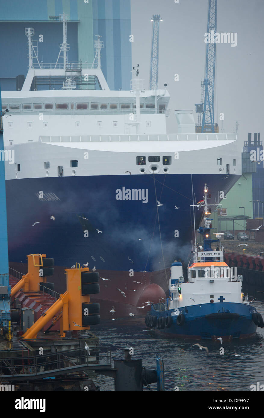 Stralsund, Germany. 14th Jan, 2014. The last new ship to be built at P ...
