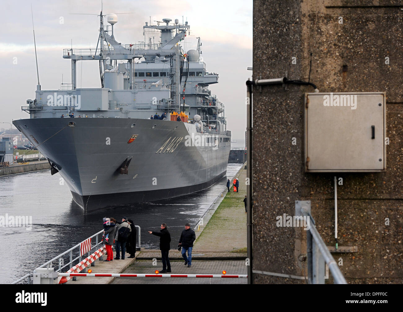 Wilhelmshaven, Germany. 14th Jan, 2014. The new supply ship (EGV) Bonn ...