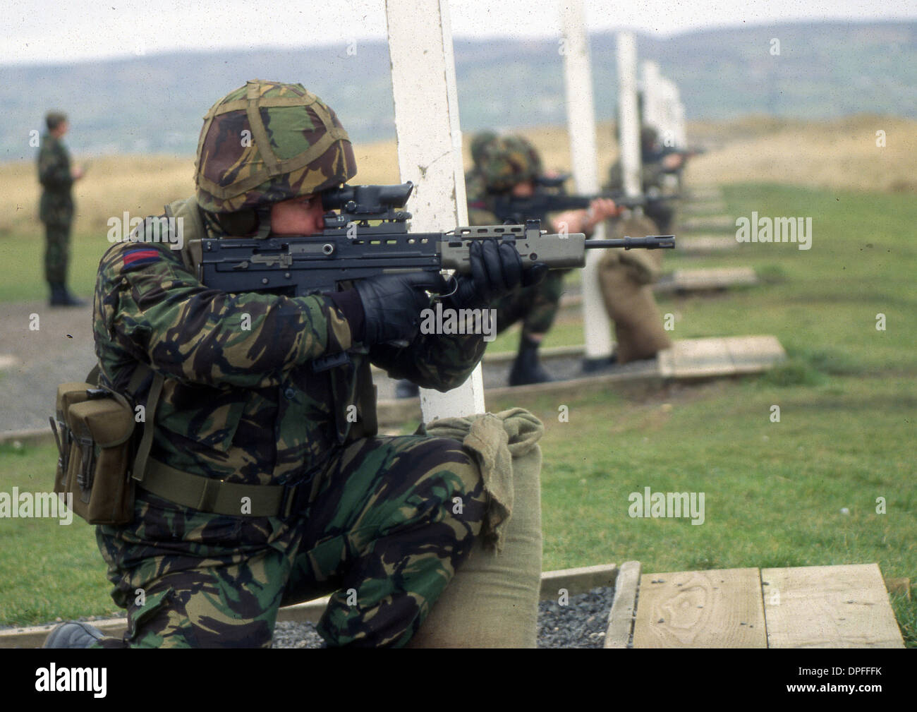 British army solders live firing on the ETR range northern Ireland ...