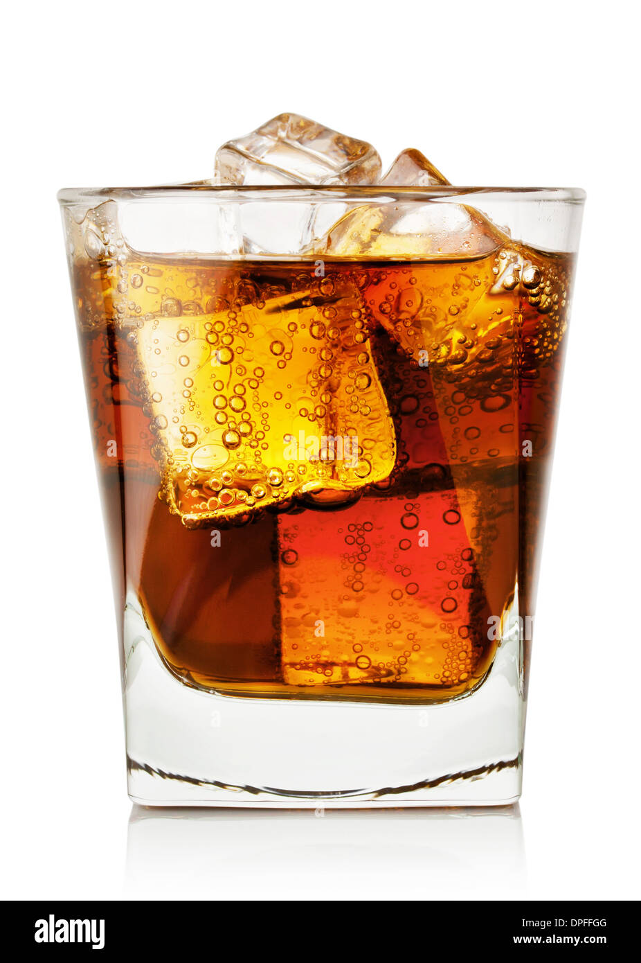 Glass of cola with ice isolated on white background Stock Photo - Alamy