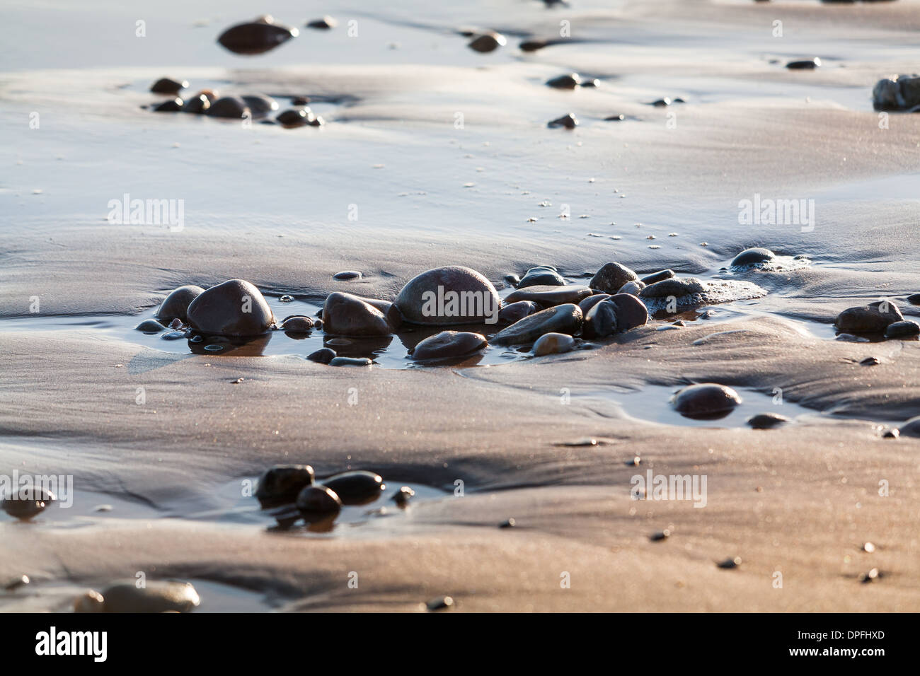 Rocks and pools on beach. Seashore at Montrose Scotland UK Stock Photo ...