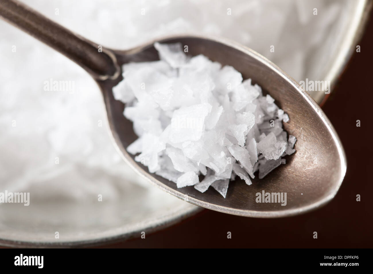 sea salt in vintage spoon Stock Photo - Alamy