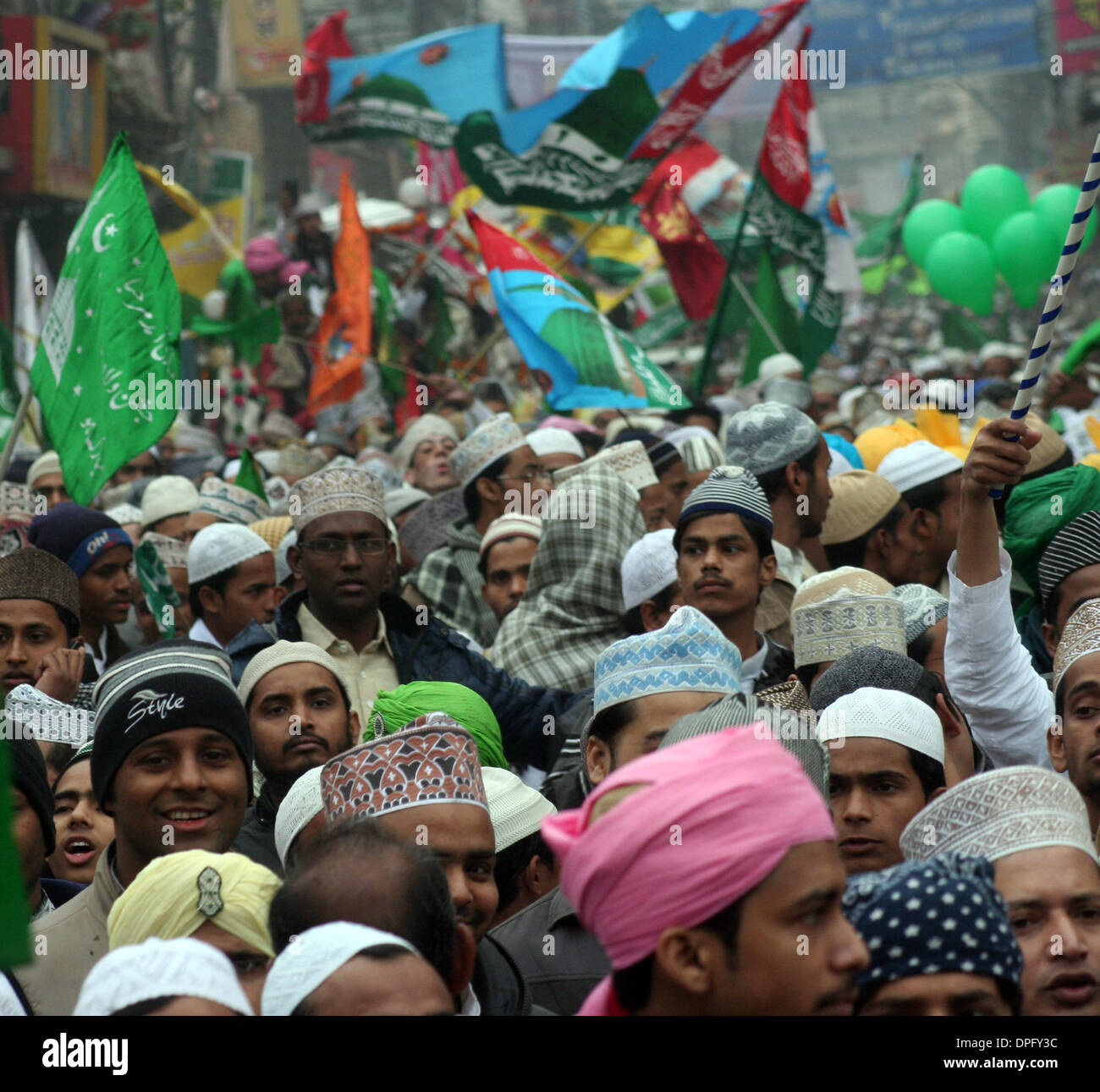 Varanasi, India. 14th Jan, 2013. Muslims take part in a religious ...