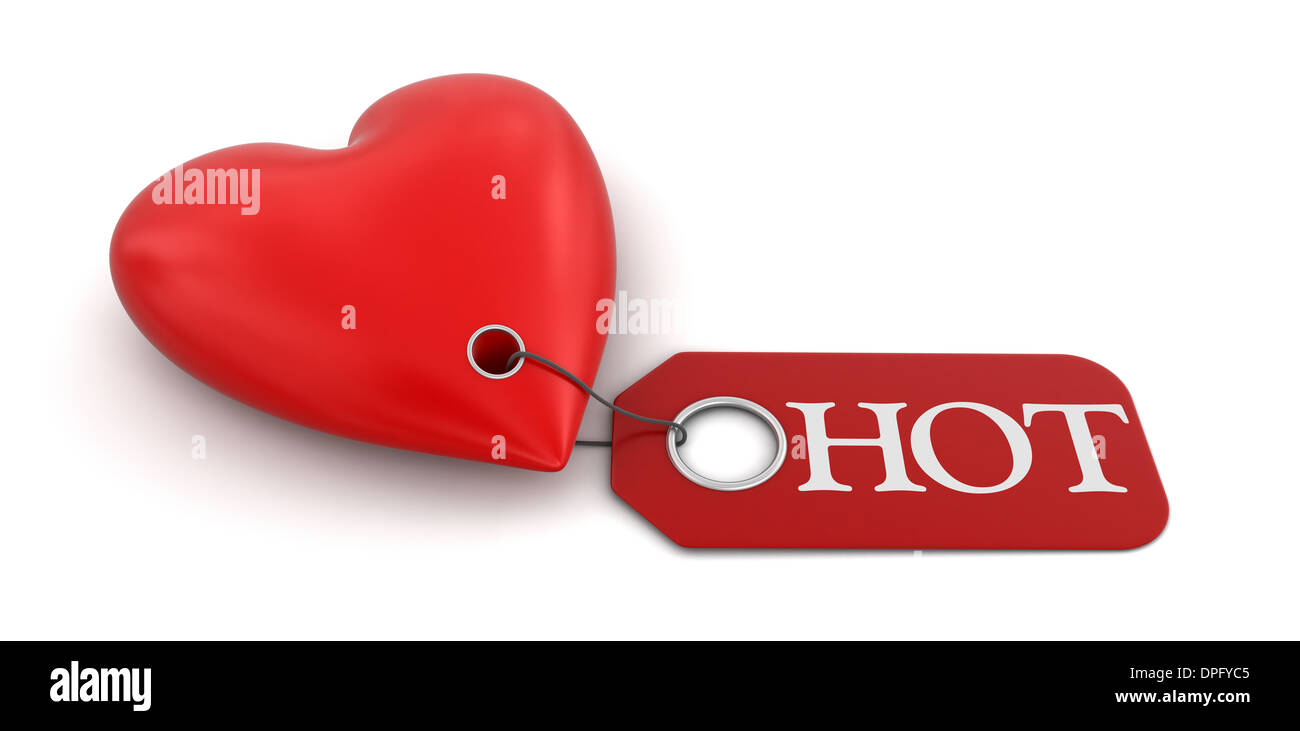 Heart with label Hot (clipping path included Stock Photo - Alamy