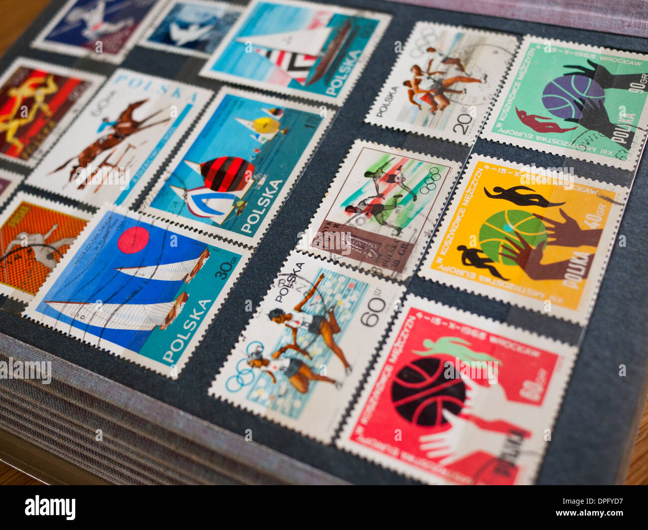 Polish Postage stamps in album Stock Photo - Alamy