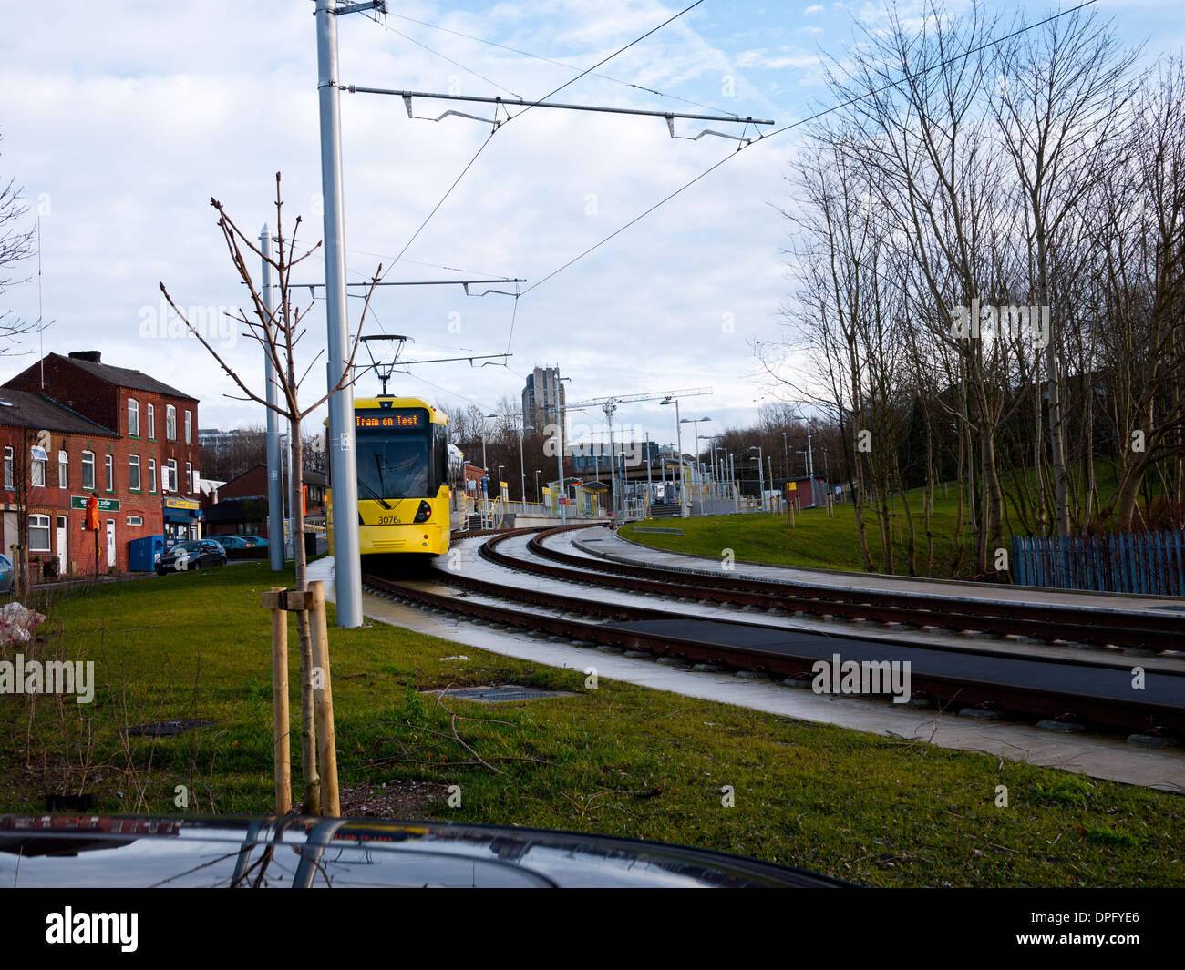 Trams on test in the Westwood area of Oldham, Oldham, Greater ...