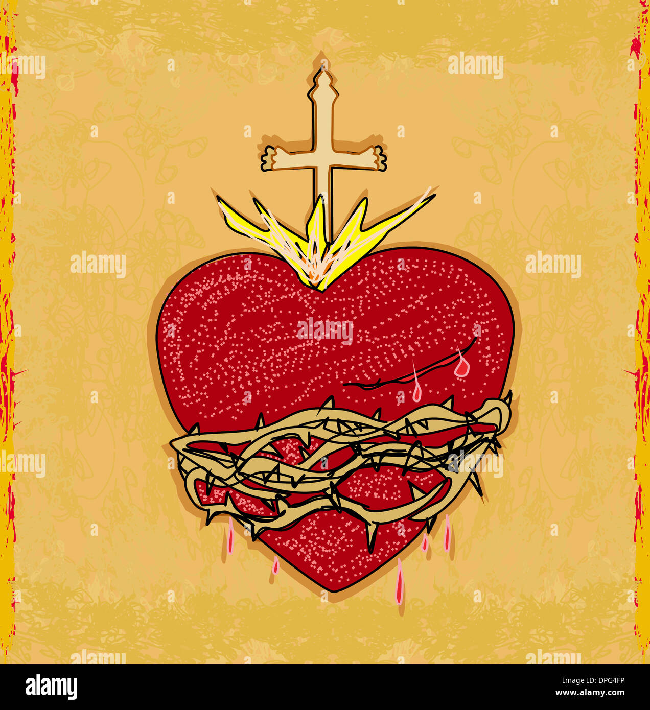 The Sacred Heart of Jesus on grunge background Stock Photo - Alamy