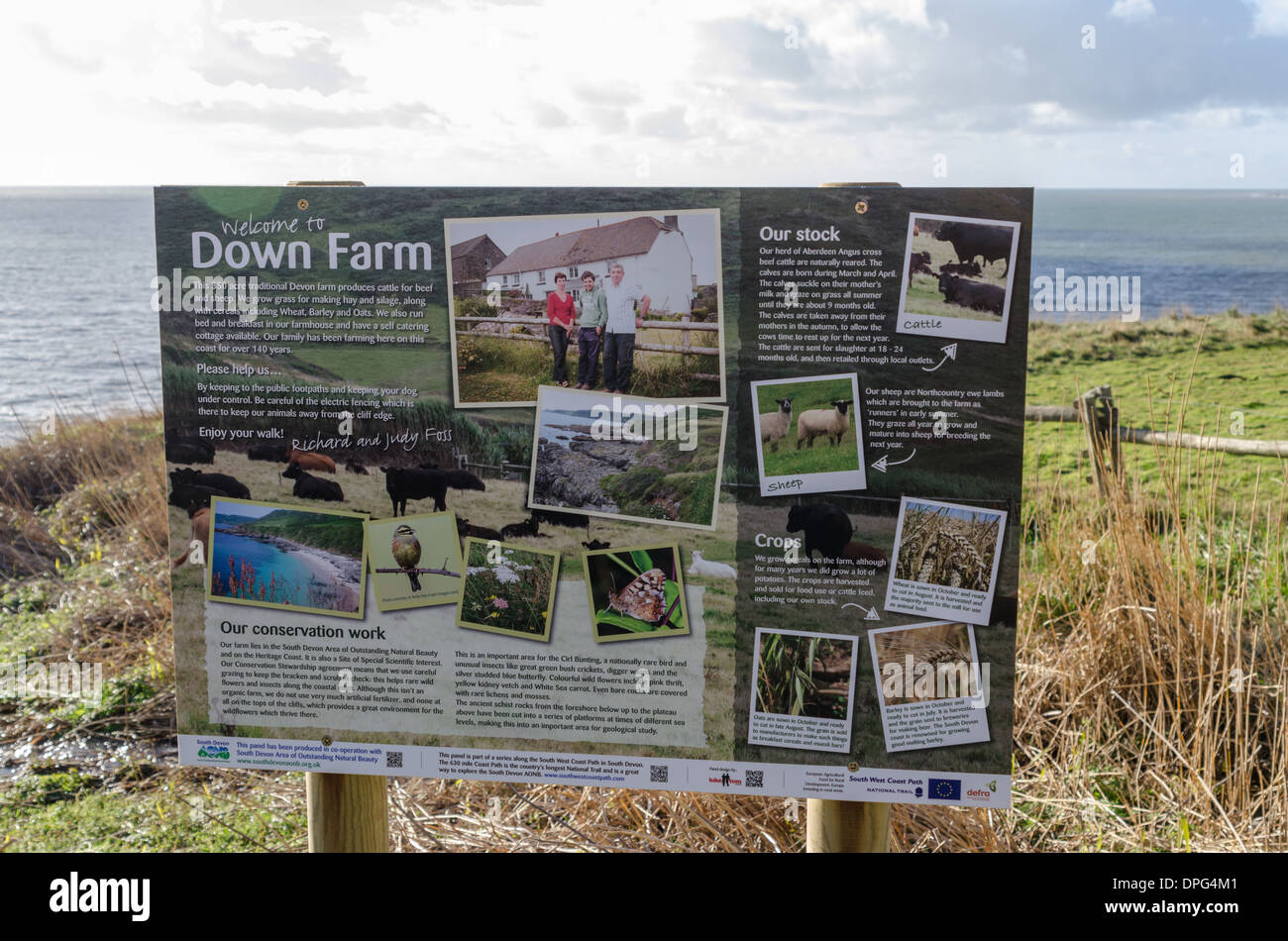 Information board about Down Farm on the Devon coastline around Start ...