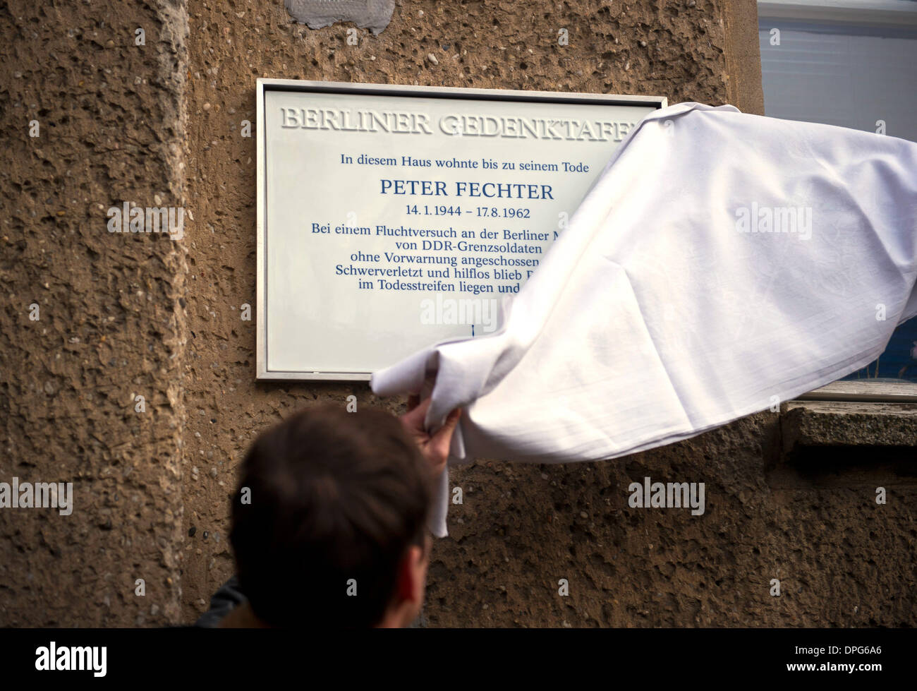 Berlin-Weissensee, Germany. 14th Jan, 2014. A memorial plaque for Peter ...