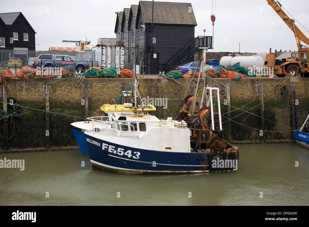 Fishing Boats in Whitstable Harbour Stock Photo - Alamy