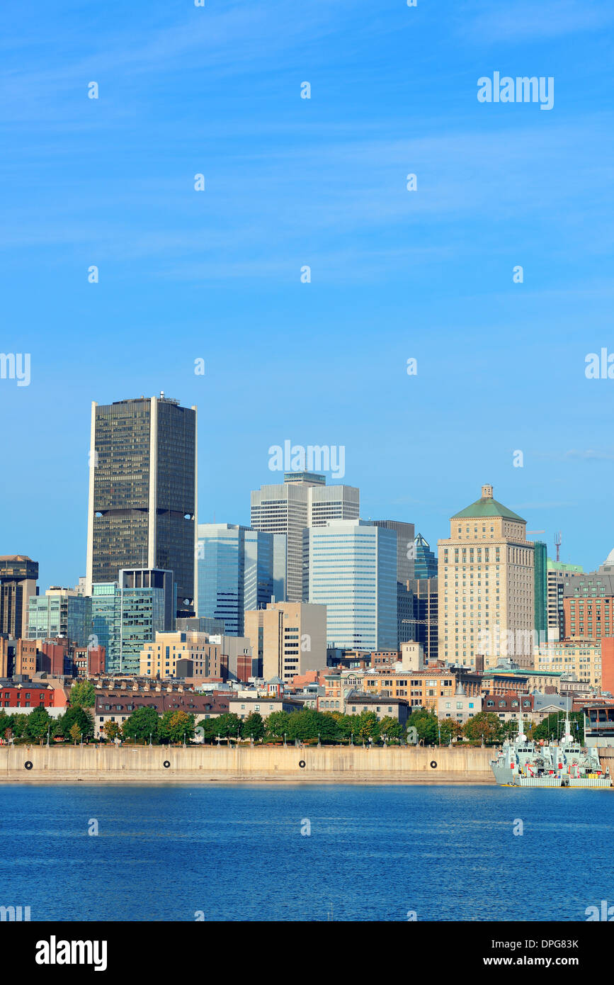 Montreal city skyline over river in the day with urban buildings Stock ...