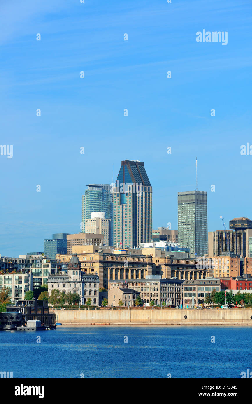 Montreal city skyline over river in the day with urban buildings Stock ...