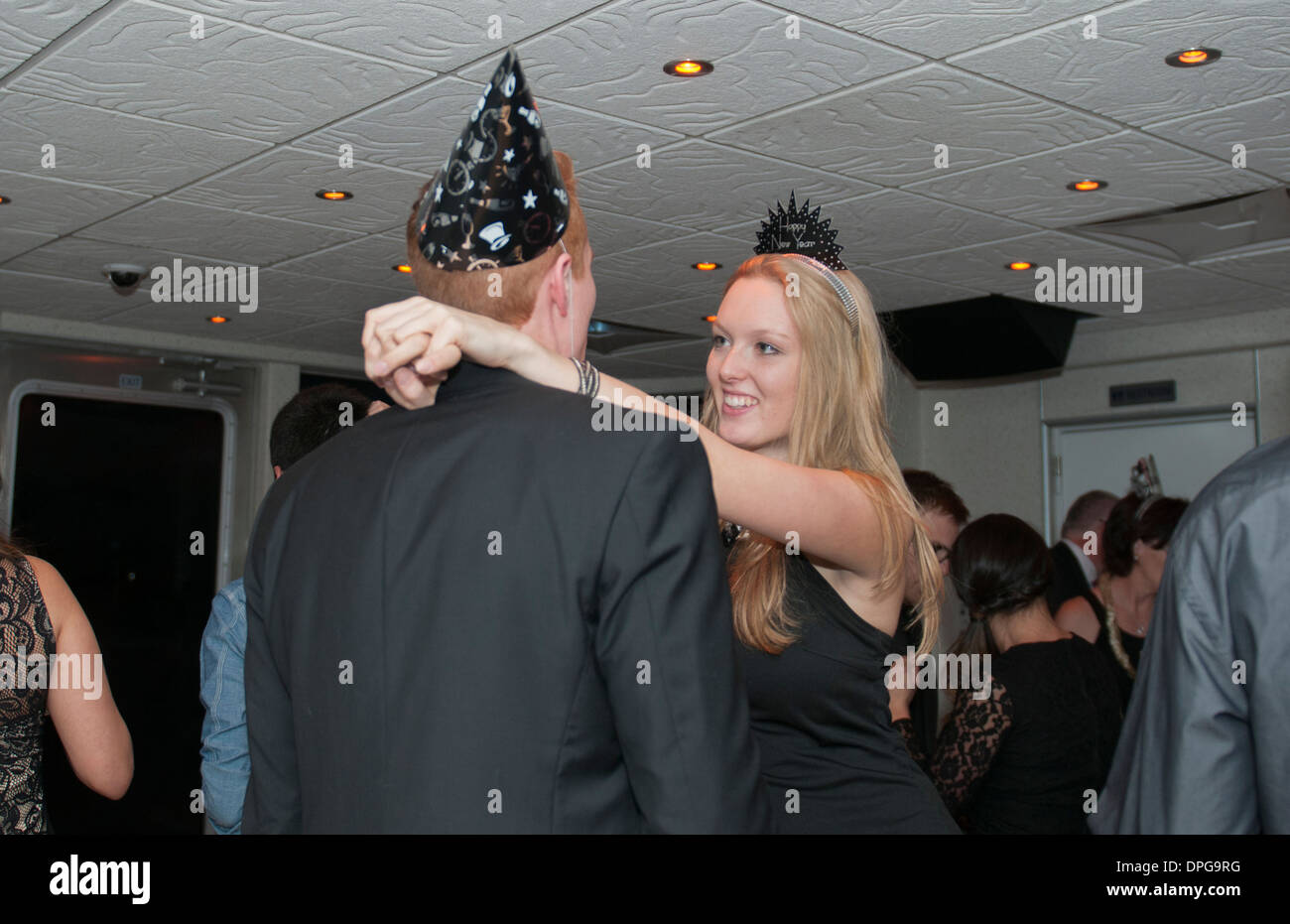 New Year's Eve on the Hornblower Hybrid, cruising New York harbor Stock ...