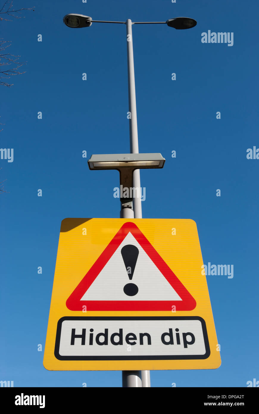 Hidden dip road sign hi-res stock photography and images - Alamy