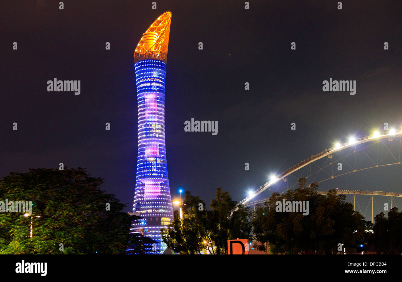 Aspire tower torch doha building hi-res stock photography and images ...
