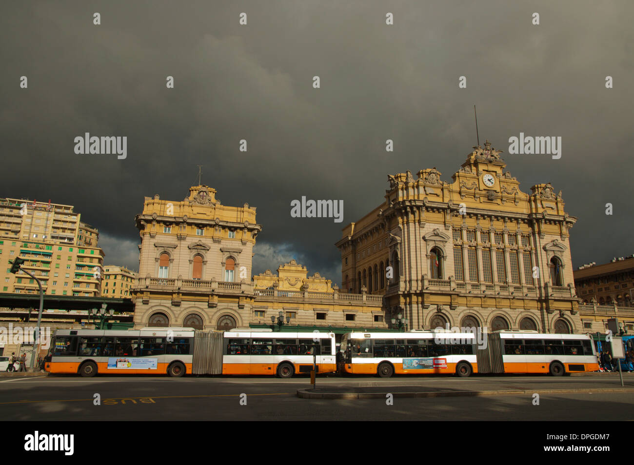 Piazza Giuseppe Verdi square in front of Brignoli station central Genoa ...