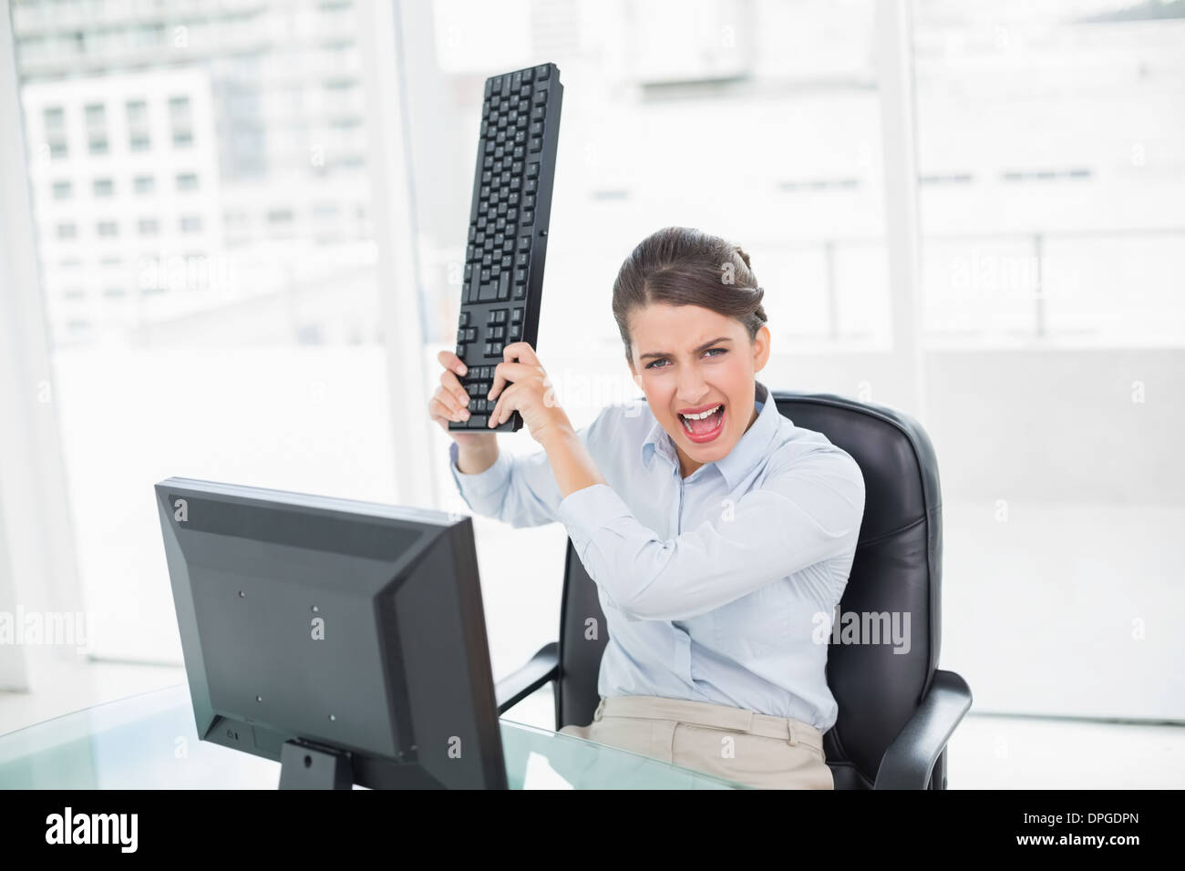 Woman throwing tantrum office hi-res stock photography and images - Alamy