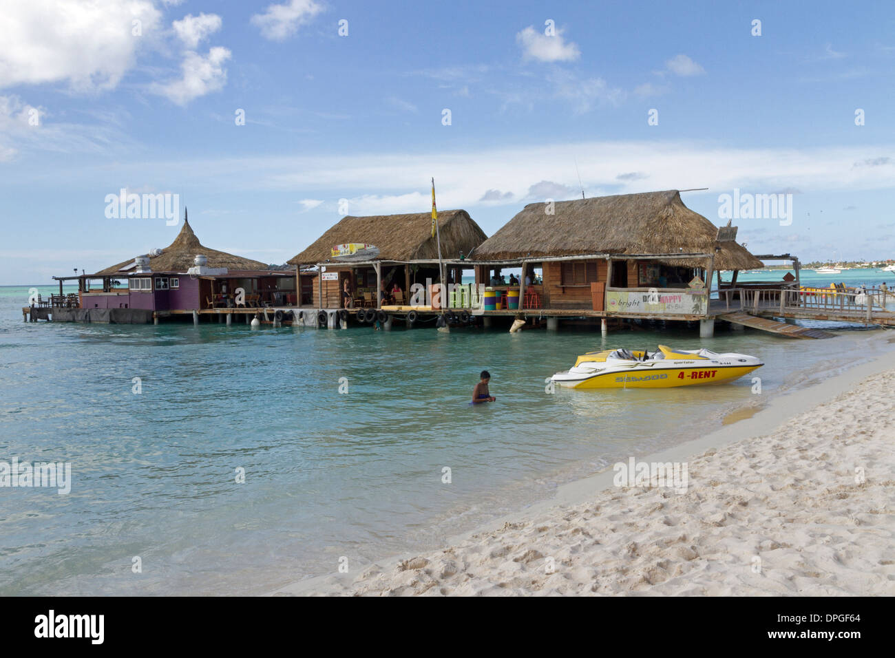Pelican Pier on Aruba's Palm beach Stock Photo - Alamy