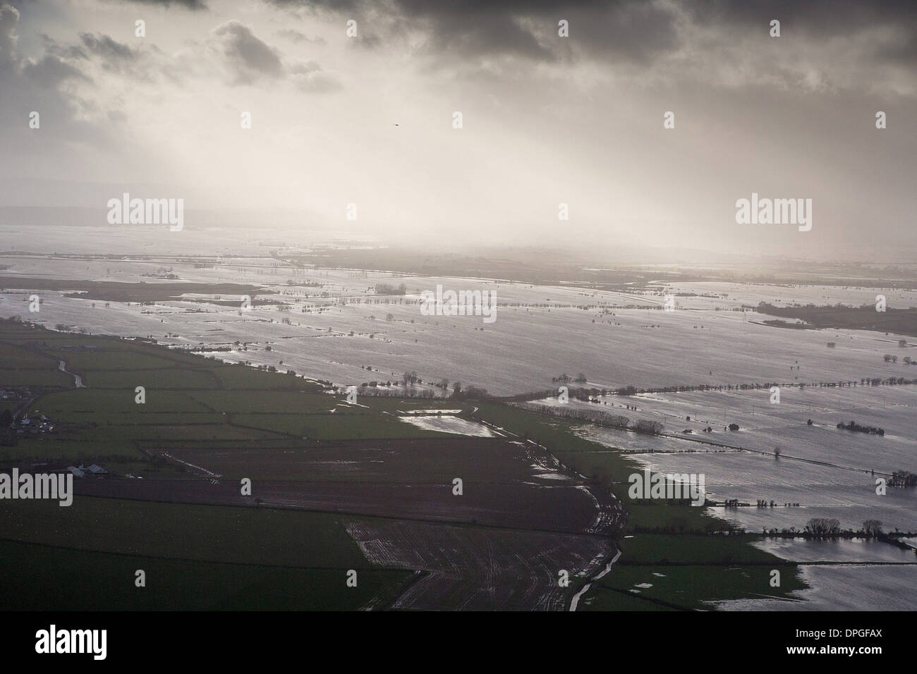 An aerial view of the Somerset Levels which shows the true extent of ...