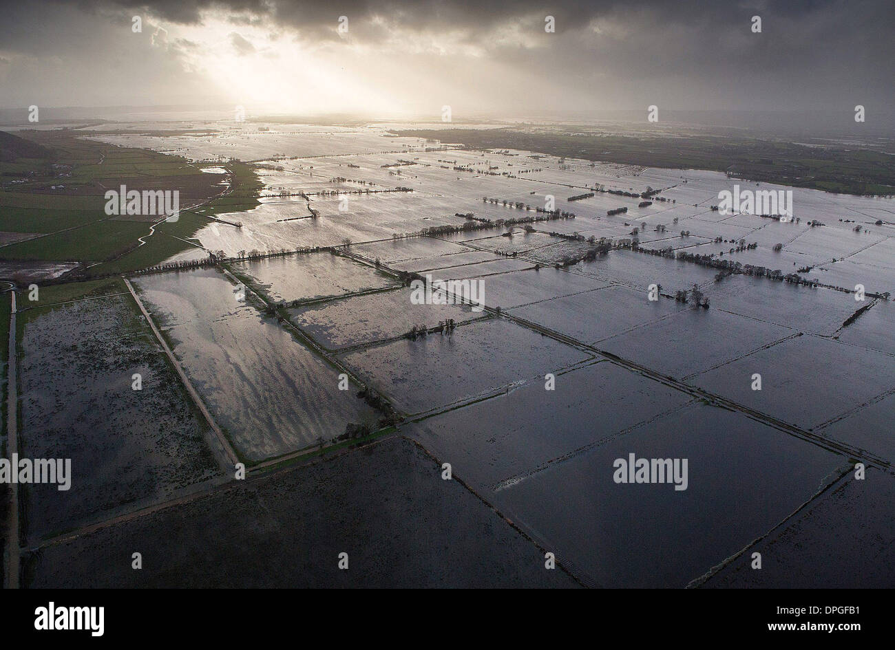 An aerial view of the Somerset Levels which shows the true extent of ...