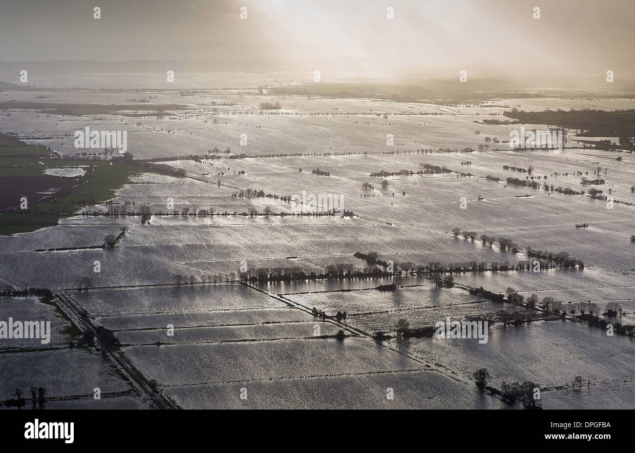 An aerial view of the Somerset Levels which shows the true extent of ...