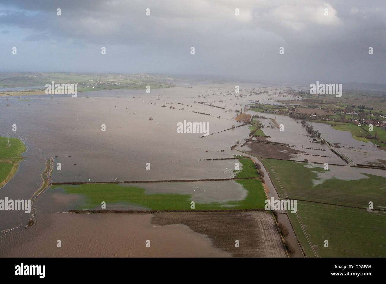 An aerial view of the Somerset Levels which shows the true extent of ...