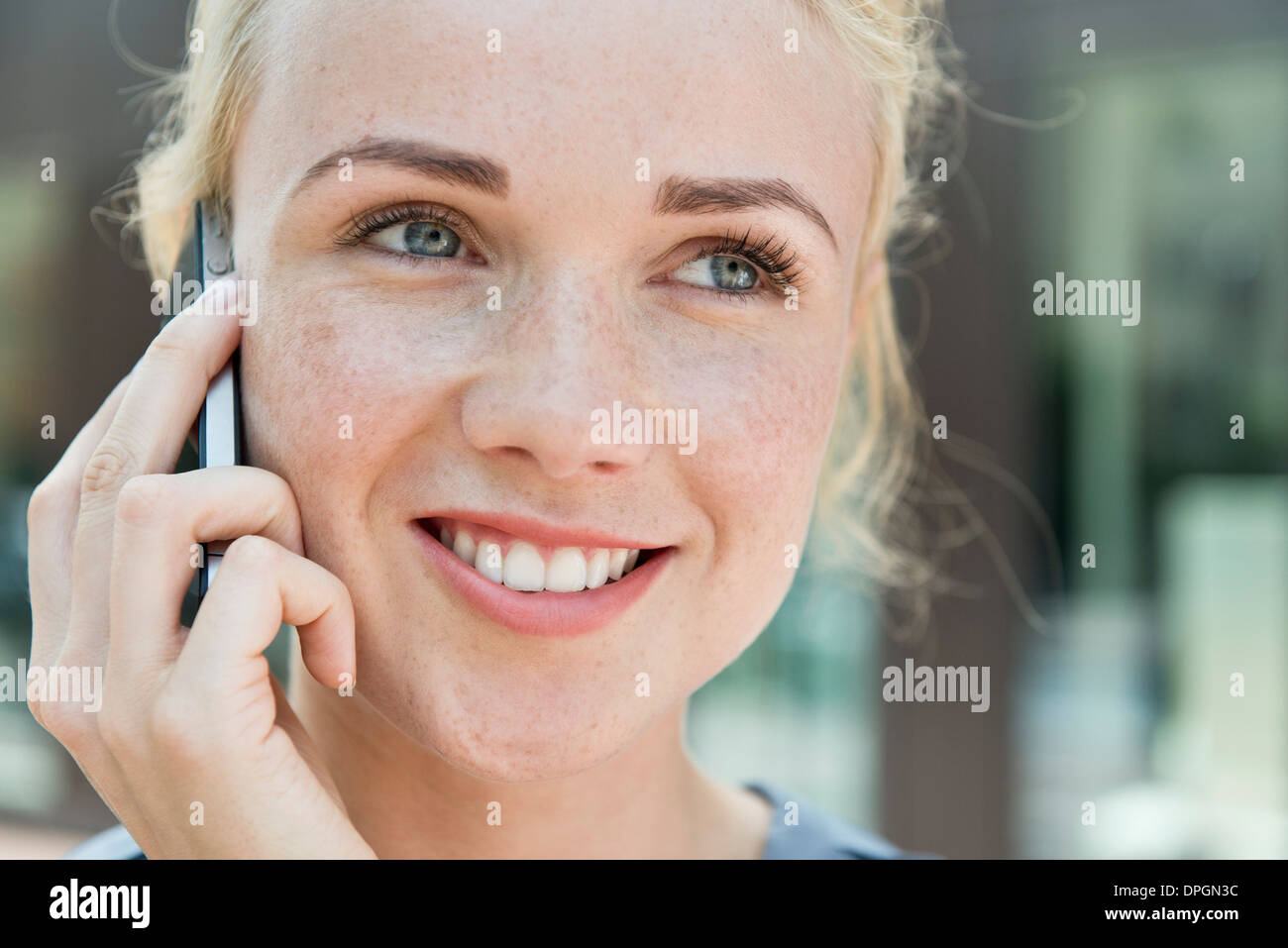 Woman on phone close up part face hi-res stock photography and images ...