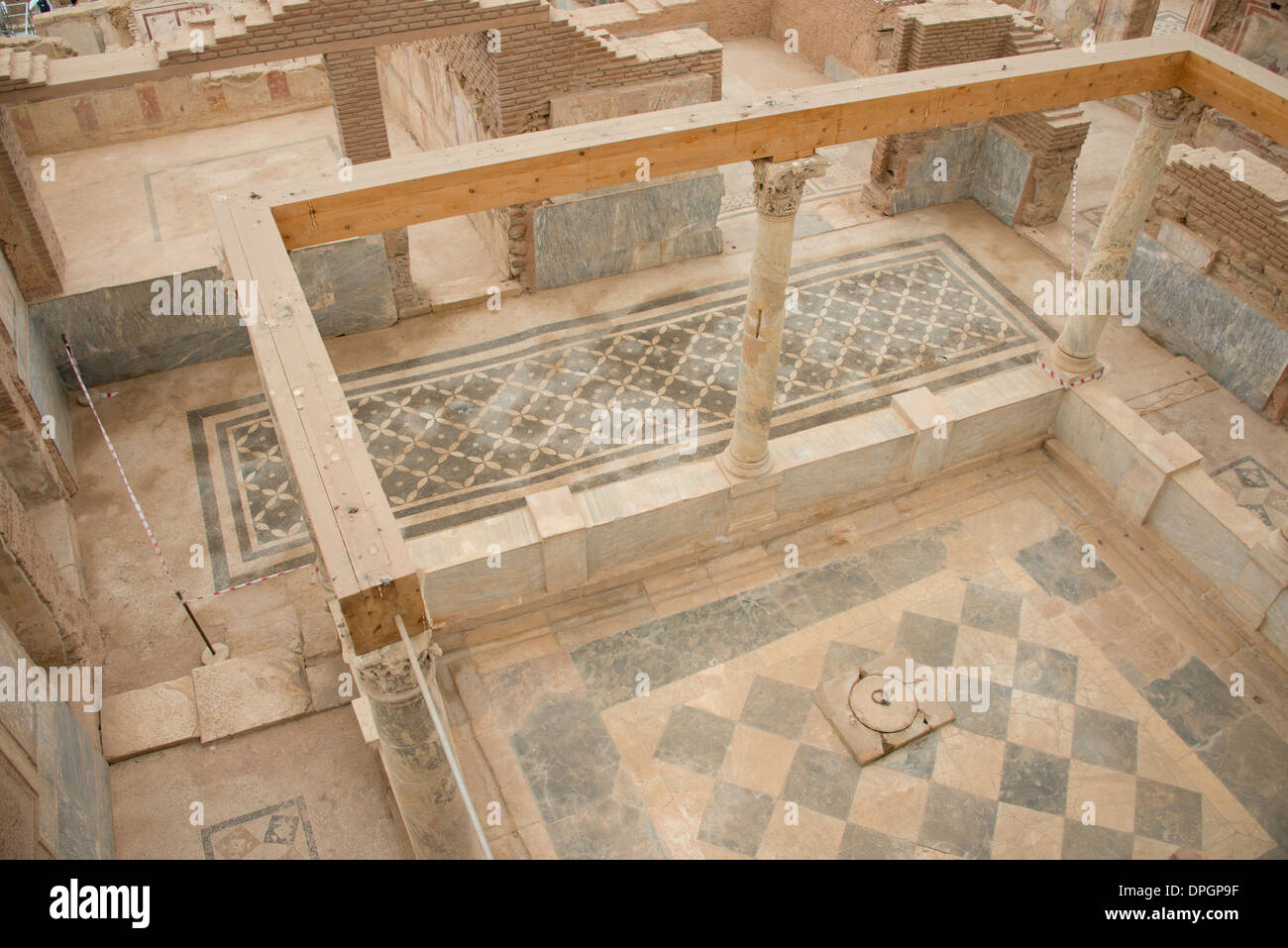 Turkey, Ephesus. Historic Terrace Houses. Ancient ruins of homes ...
