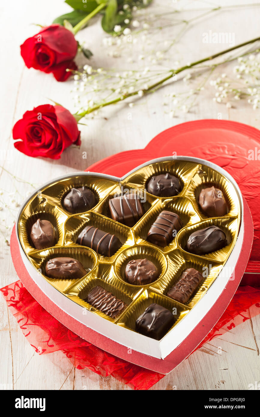 Fancy Box of Gourmet Chocolates for Valentine's Day Stock Photo - Alamy