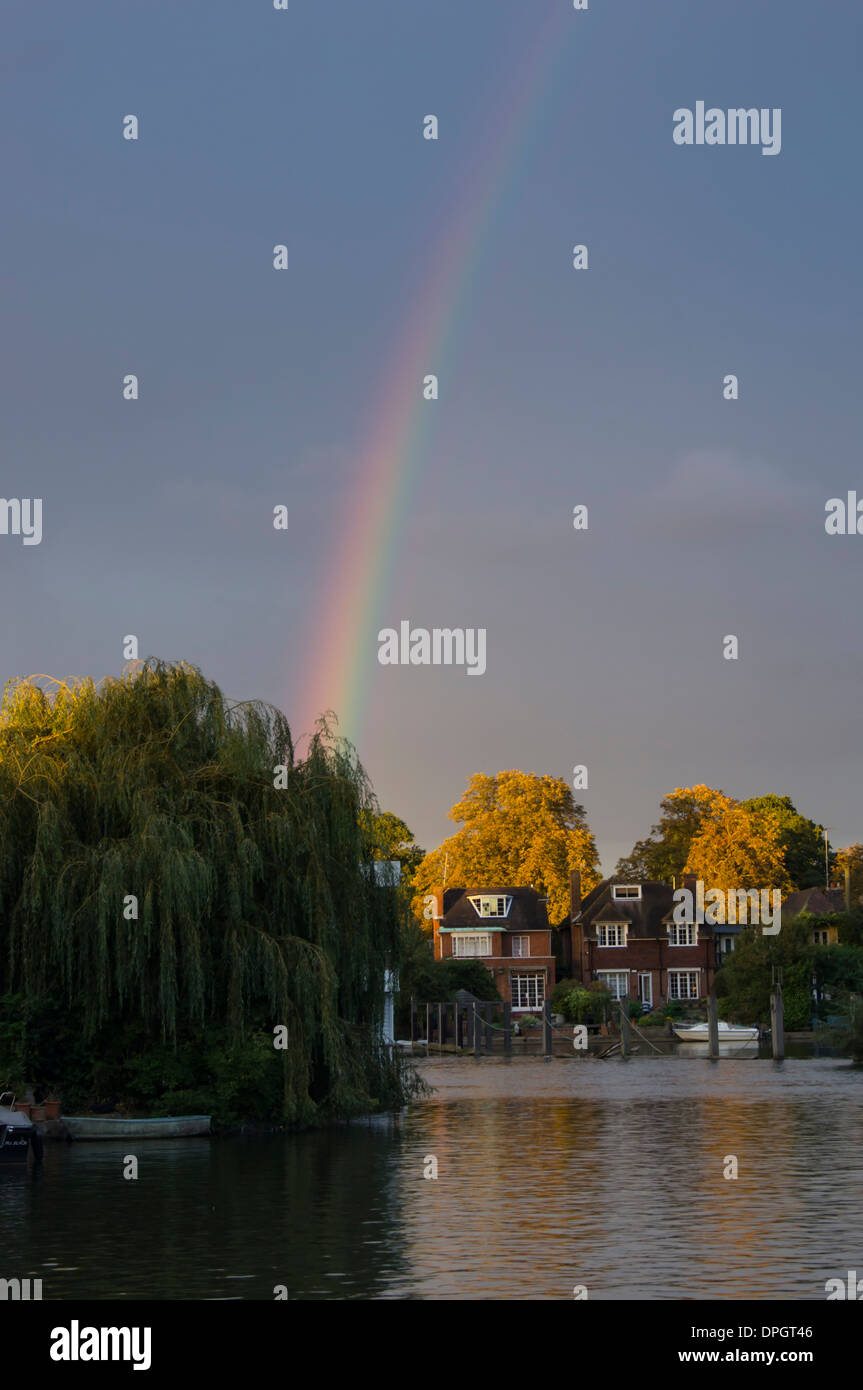 UK, England, Rainbow at Hampton riverside Stock Photo - Alamy